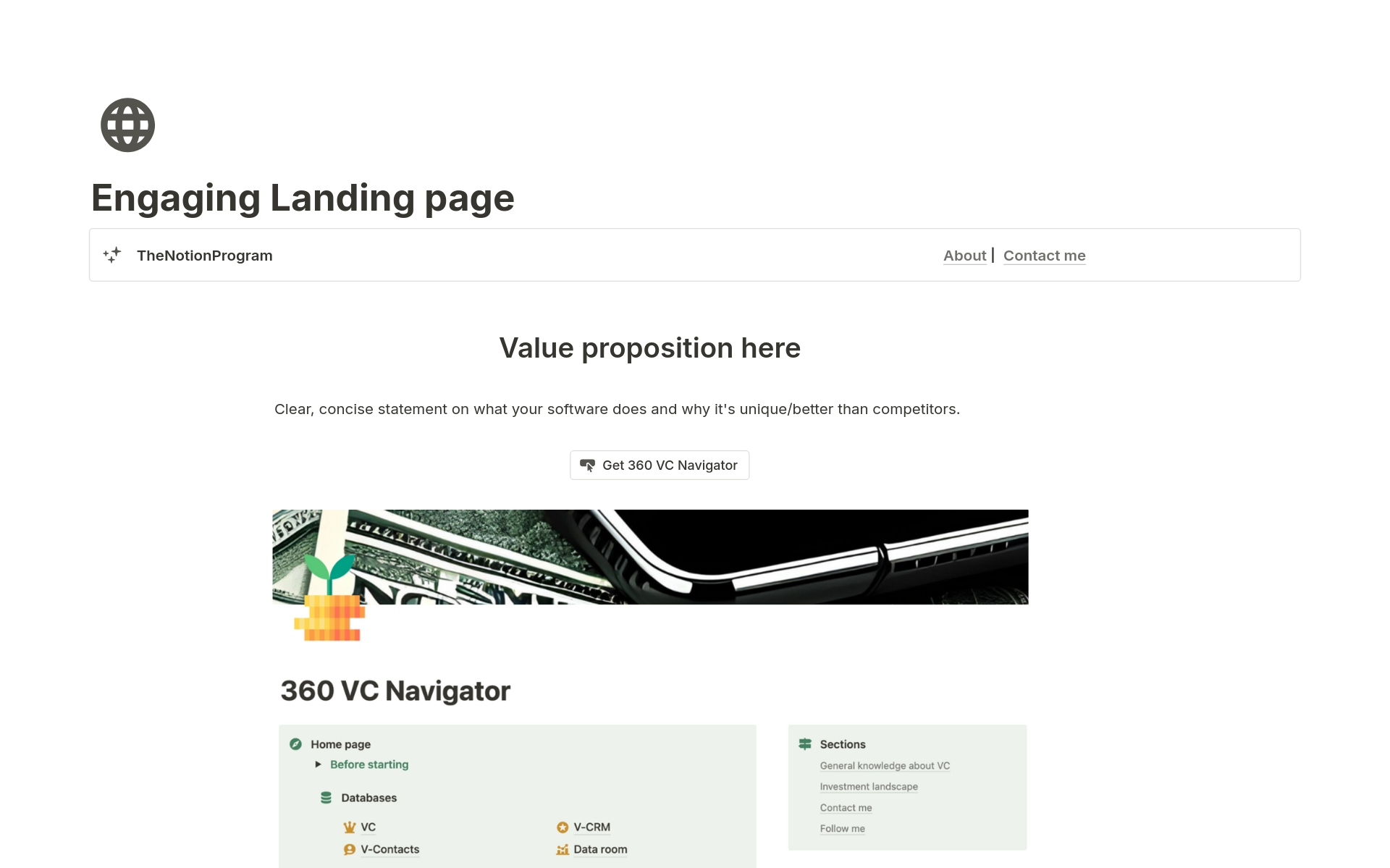 Engaging Landing Page Template | Notion Marketplace