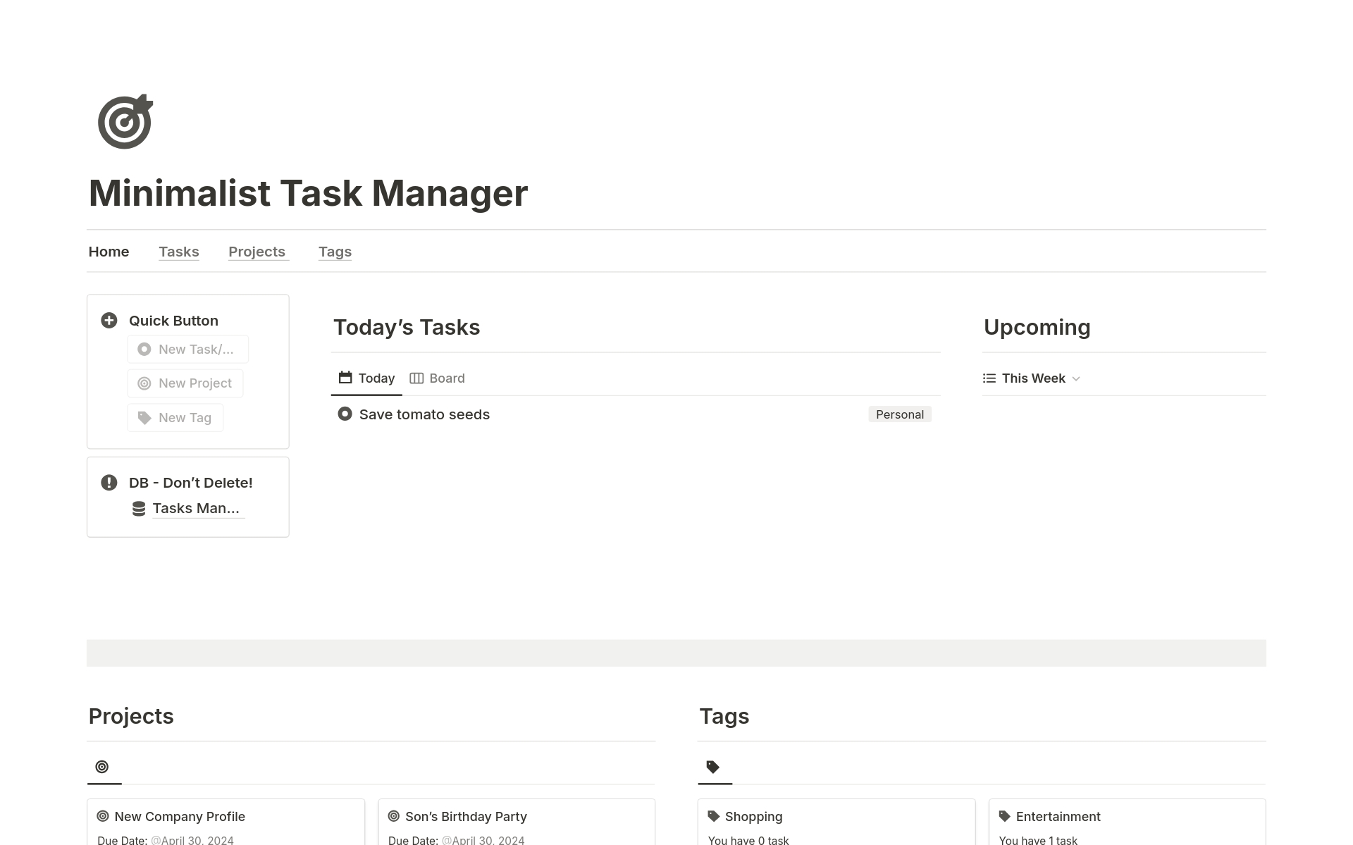 Minimalist Task Manager Template | Notion Marketplace