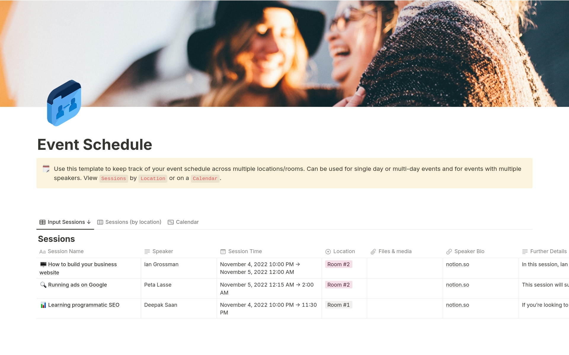 Event Schedule | Notion Template