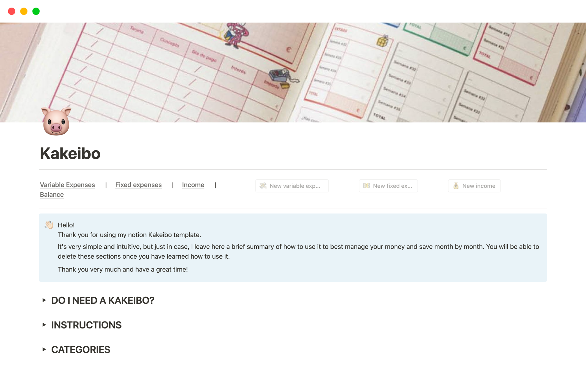 Kakeibo Template by Tess | Notion Marketplace