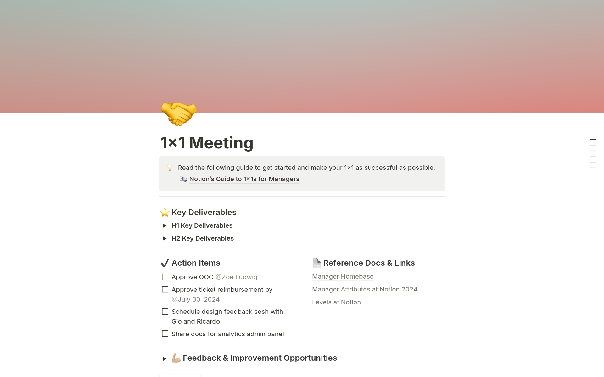 One-on-one Meeting Notes | Notion Template