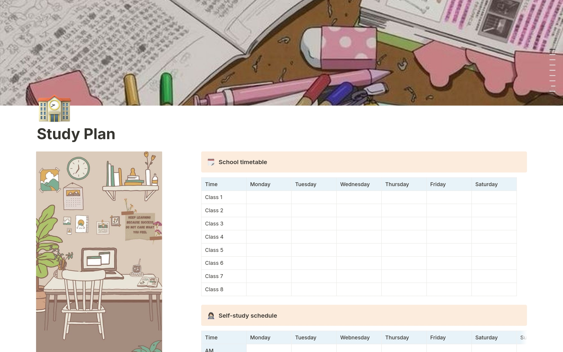 School timetable and exams Template | Notion Marketplace