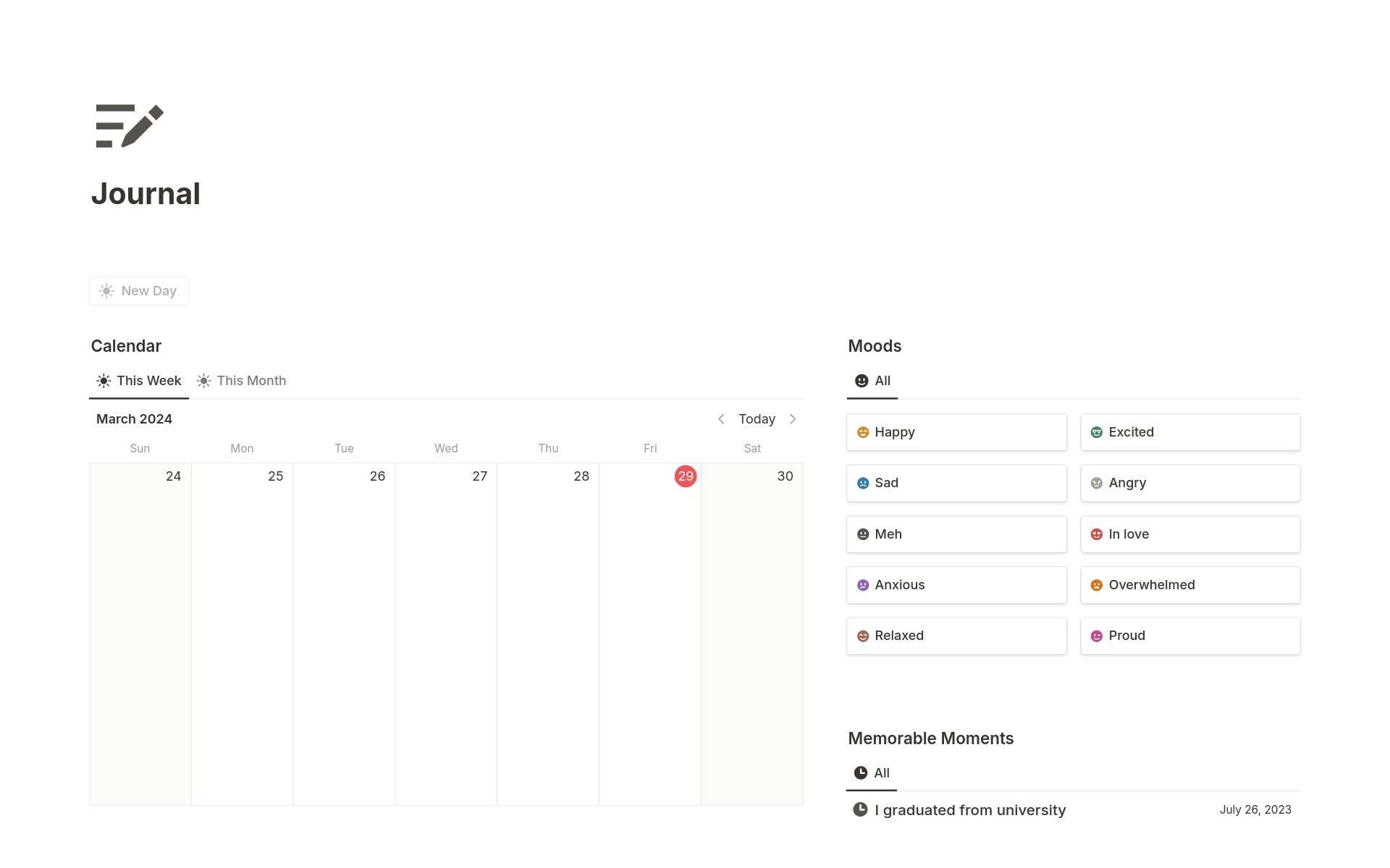 Journal by Tass | Notion Template