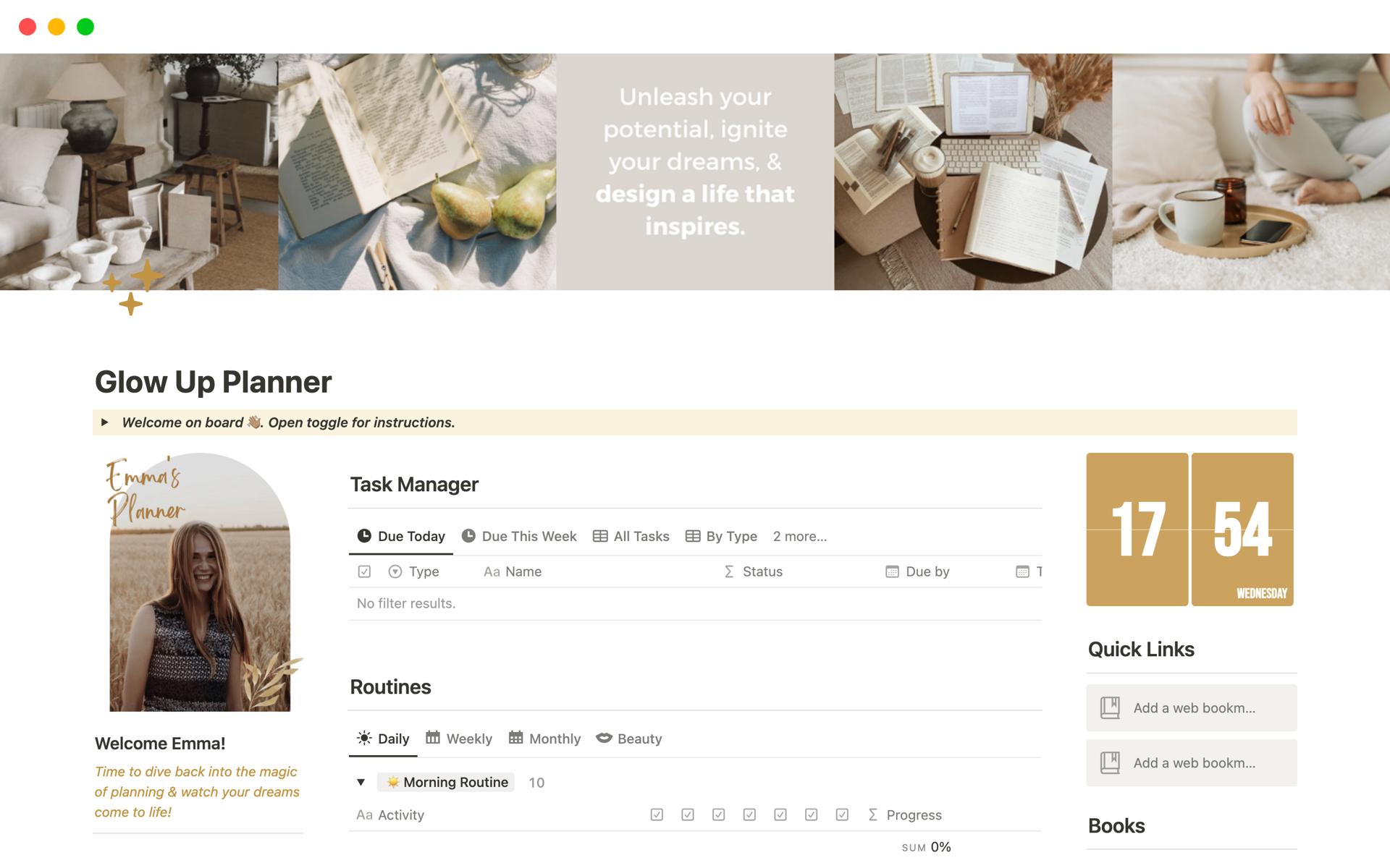 That girl glow up planner | Notion Template
