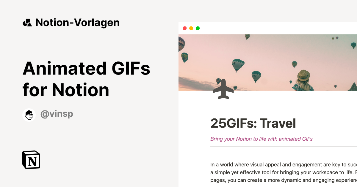 Animated GIFs for Notion | Notion-Vorlage