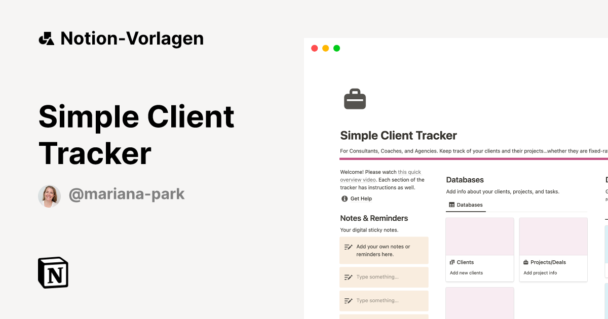 Simple Client Tracker | Notion-Vorlage Simple Client Tracker | Notion-Vorlage