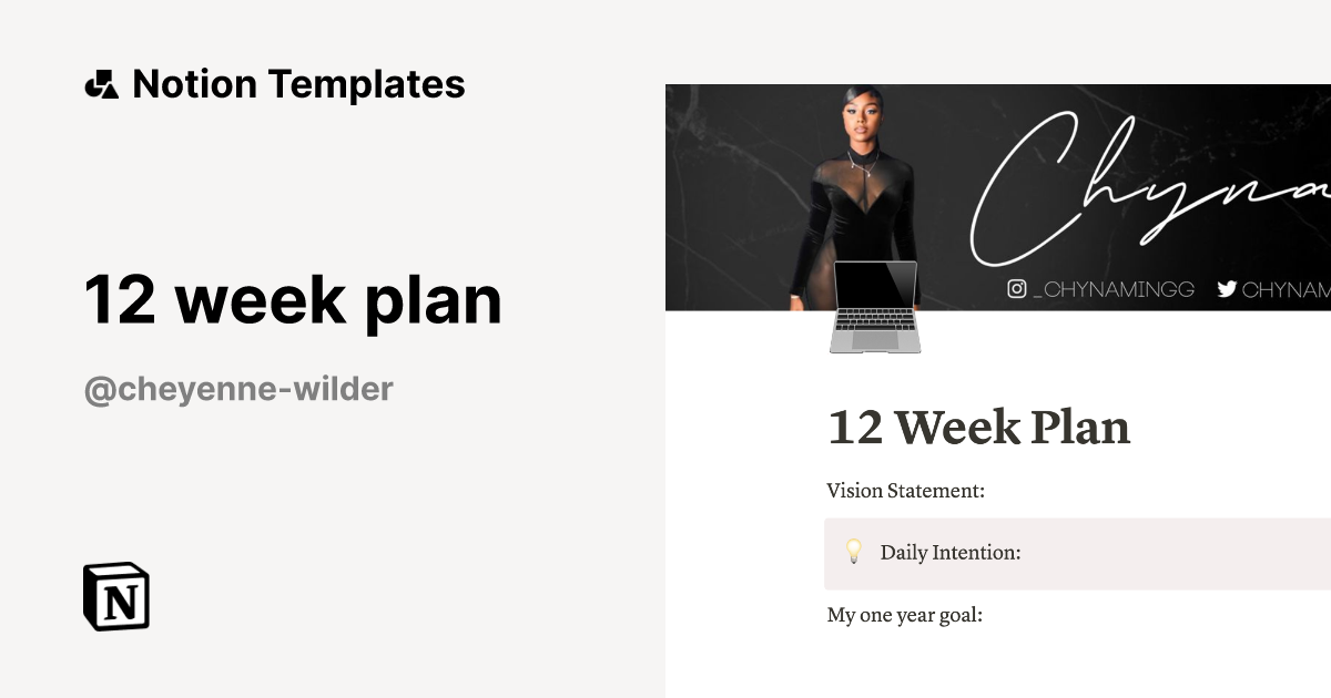 12 Week Plan Notion Template