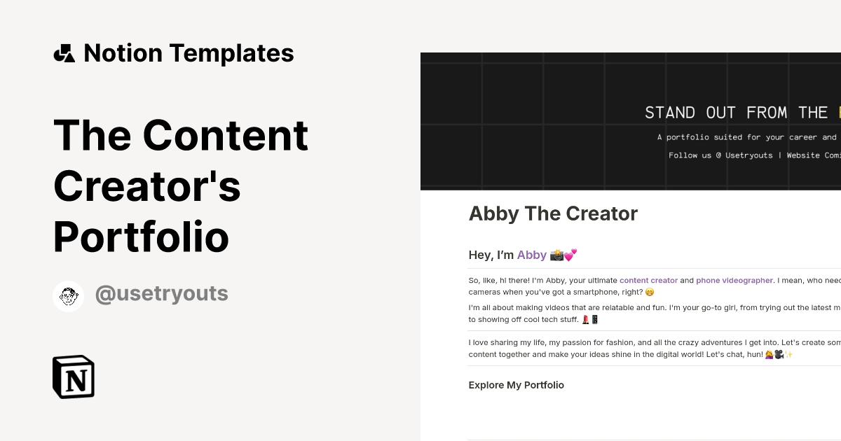The Content Creator's Portfolio Template | Notion Marketplace