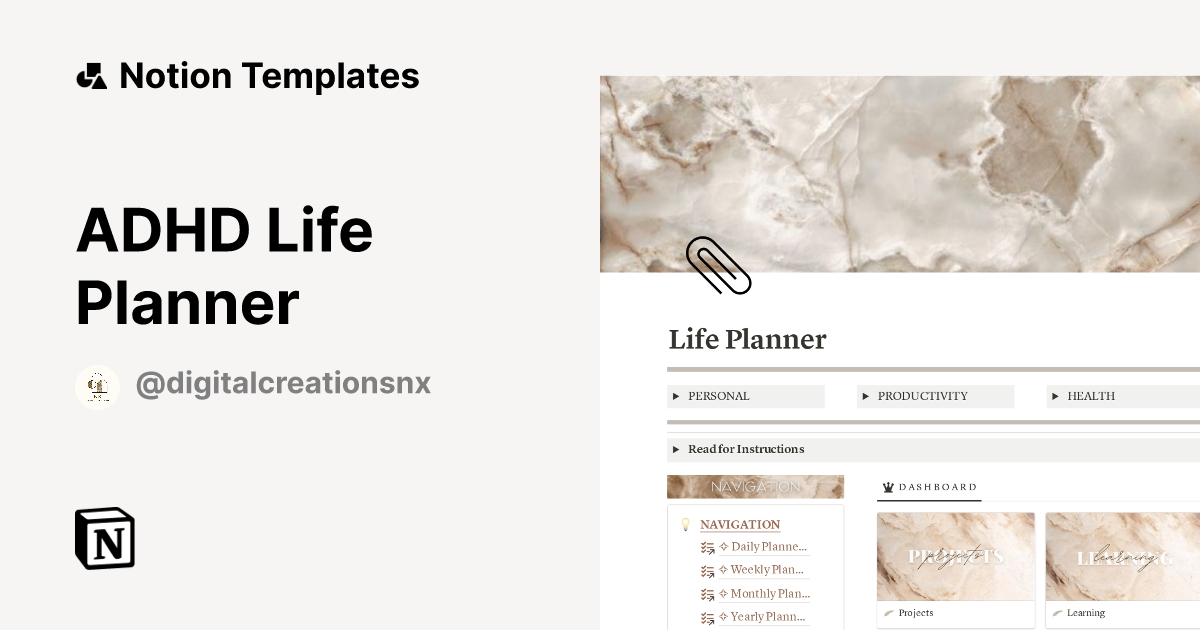 ADHD Life Planner | Notion Template