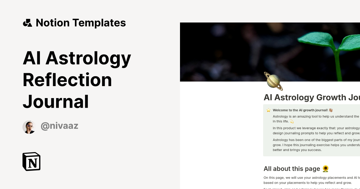 AI Astrology Reflection Journal Template | Notion Marketplace