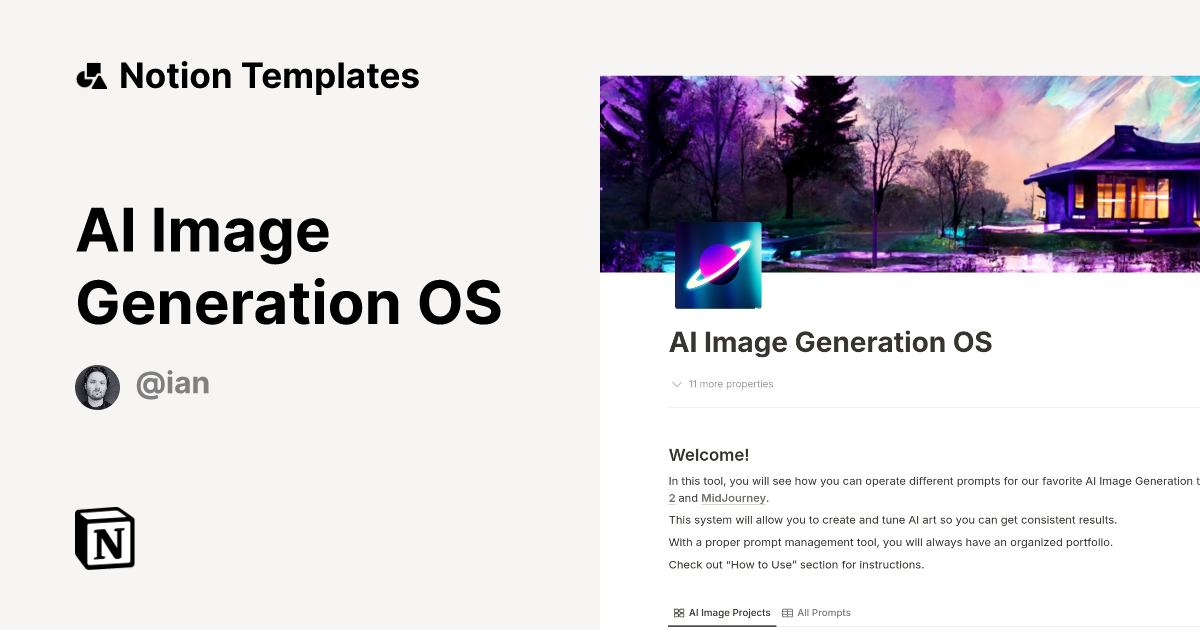 AI Image Generation OS | Notion Template