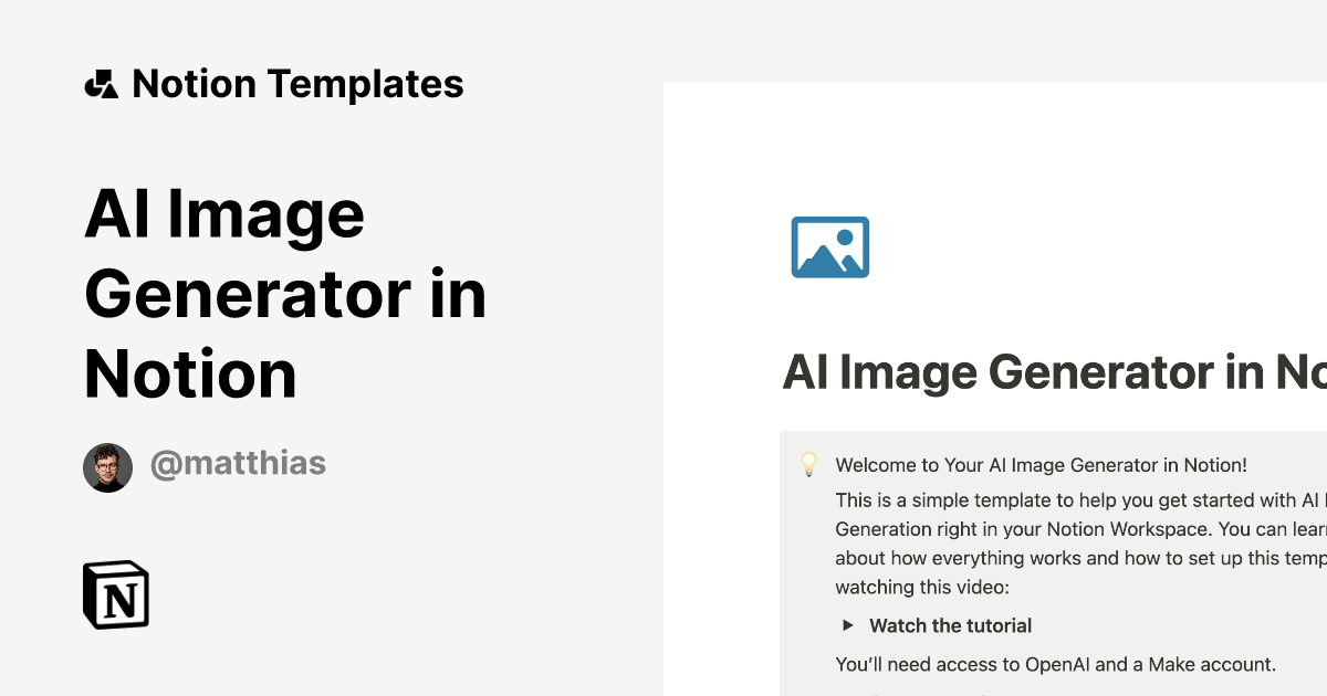 AI Image Generator in Notion | Notion Template