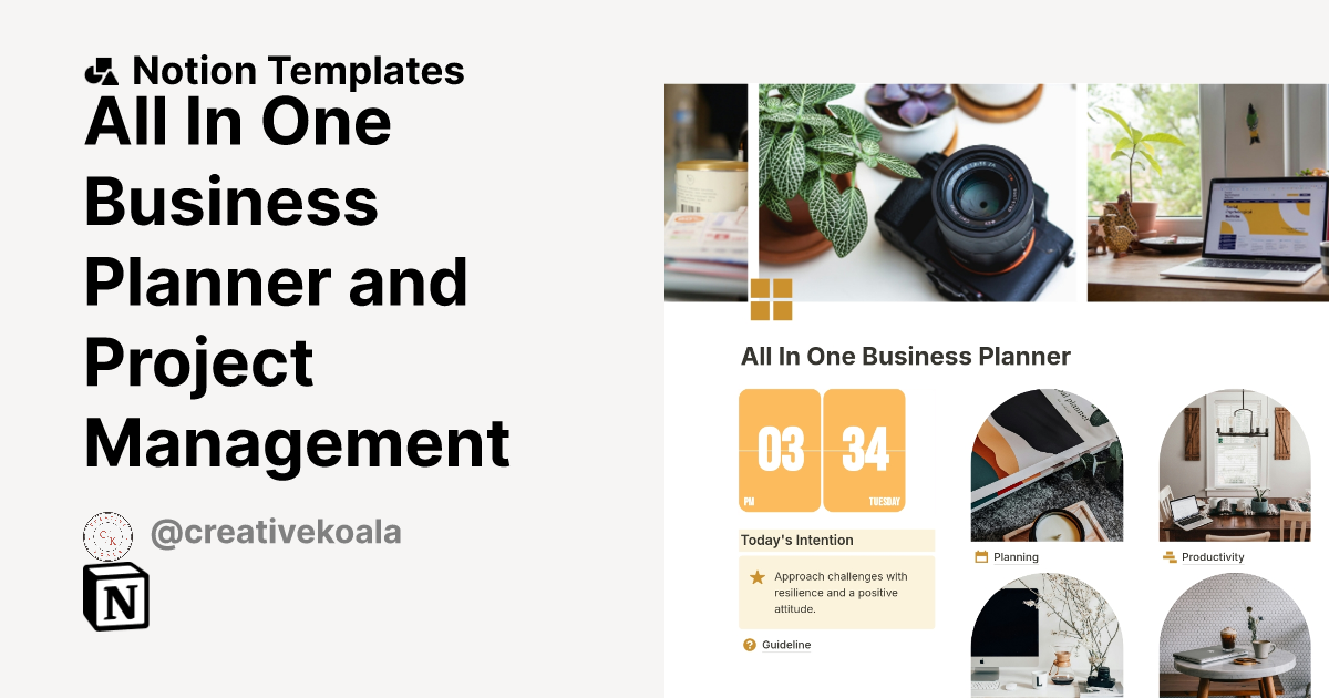 All In One Business Planner and Project Management Template | Notion ...