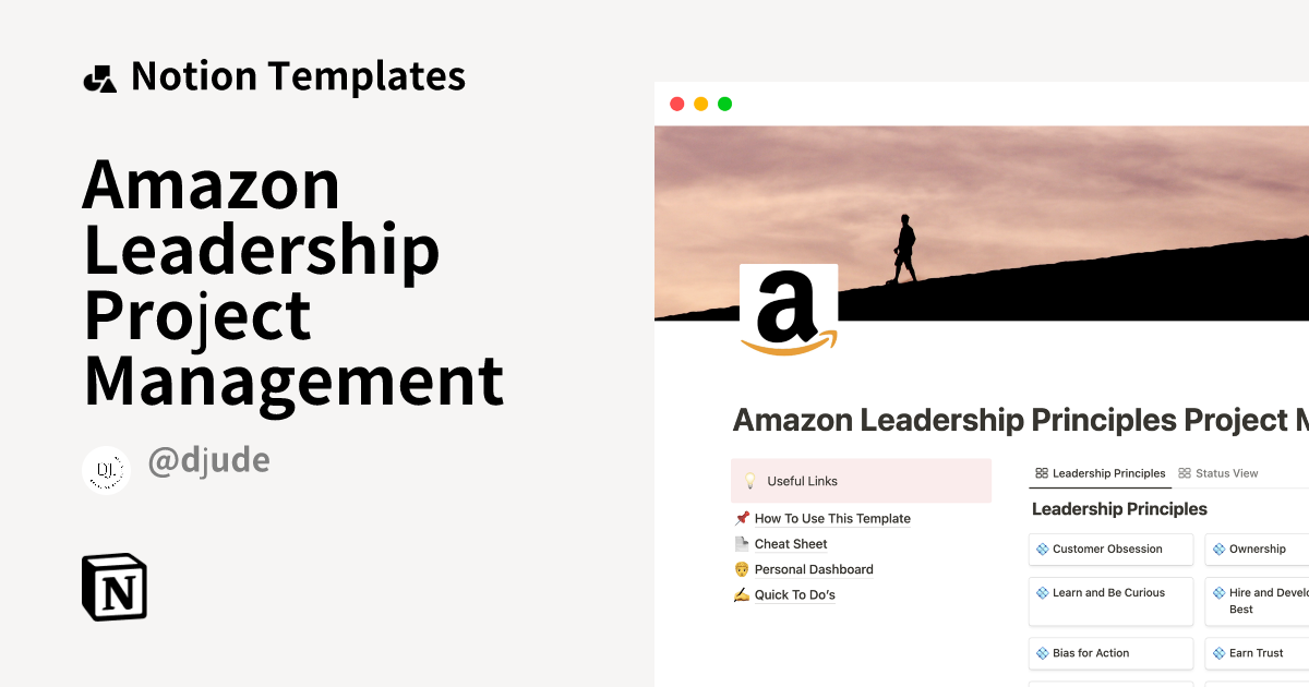 Amazon Leadership Project Management Template by Diana | Notion Marketplace