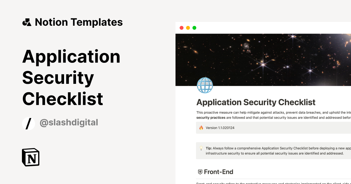 Application Security Checklist Notion Template