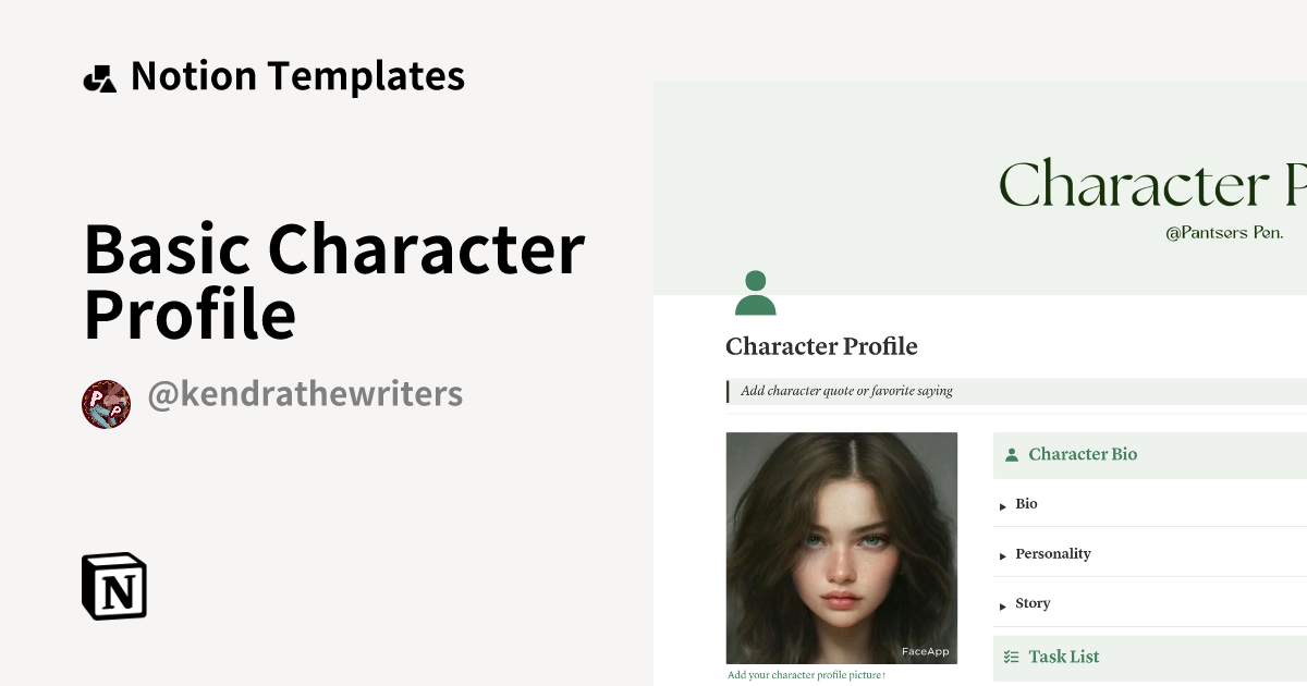 Basic Character Profile Template by Templates For Writers | Notion ...
