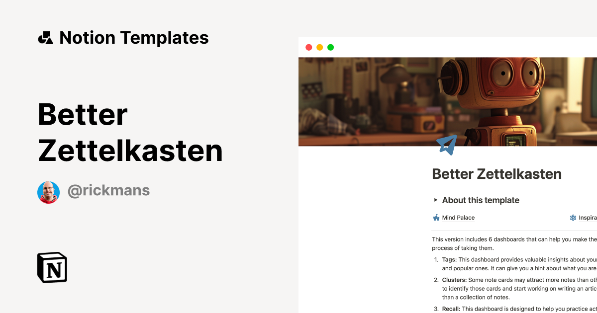 Better Zettelkasten Template Notion Marketplace