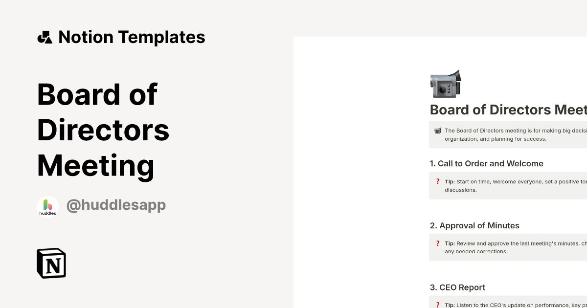 Board of Directors Meeting Template | Notion Marketplace