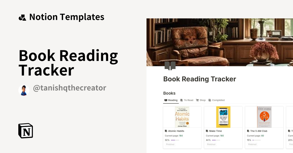 Book Reading Tracker Template | Notion Marketplace