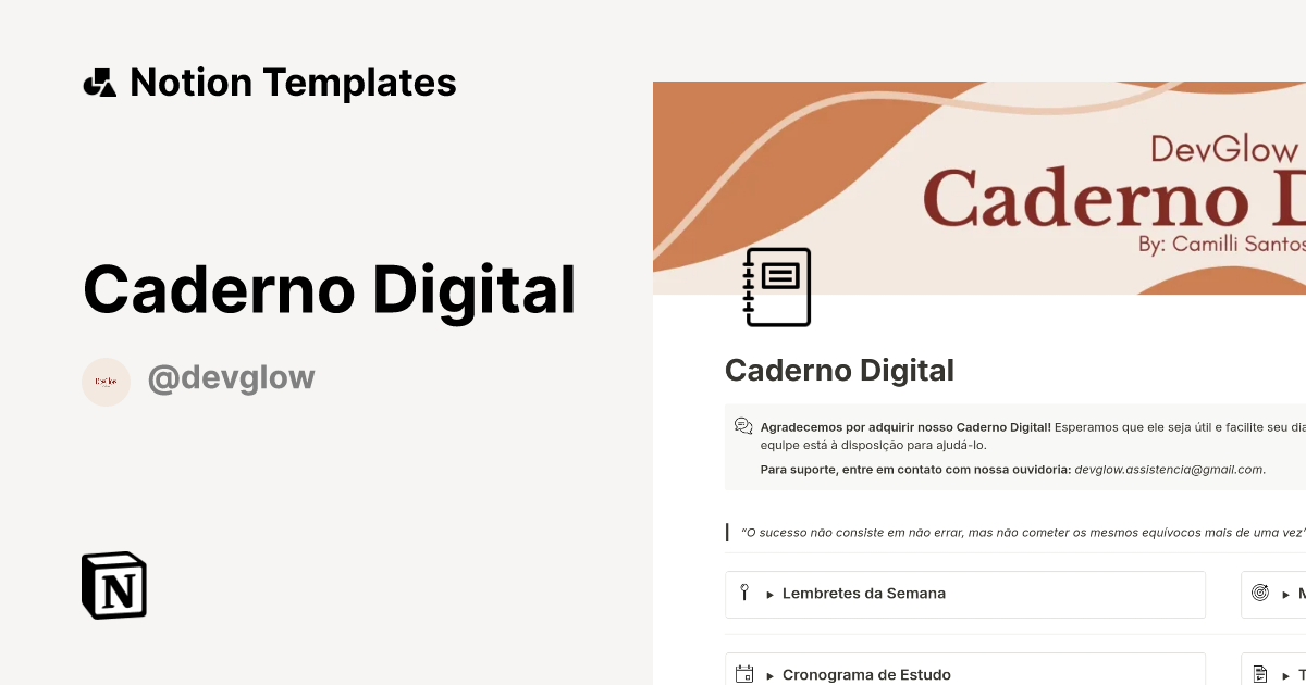 caderno digital | Notion Template