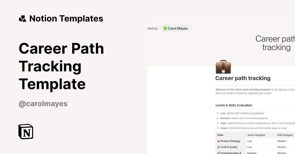 Career Path Tracking Template Template | Notion Marketplace Career Path Tracking Template Template | Notion Marketplace