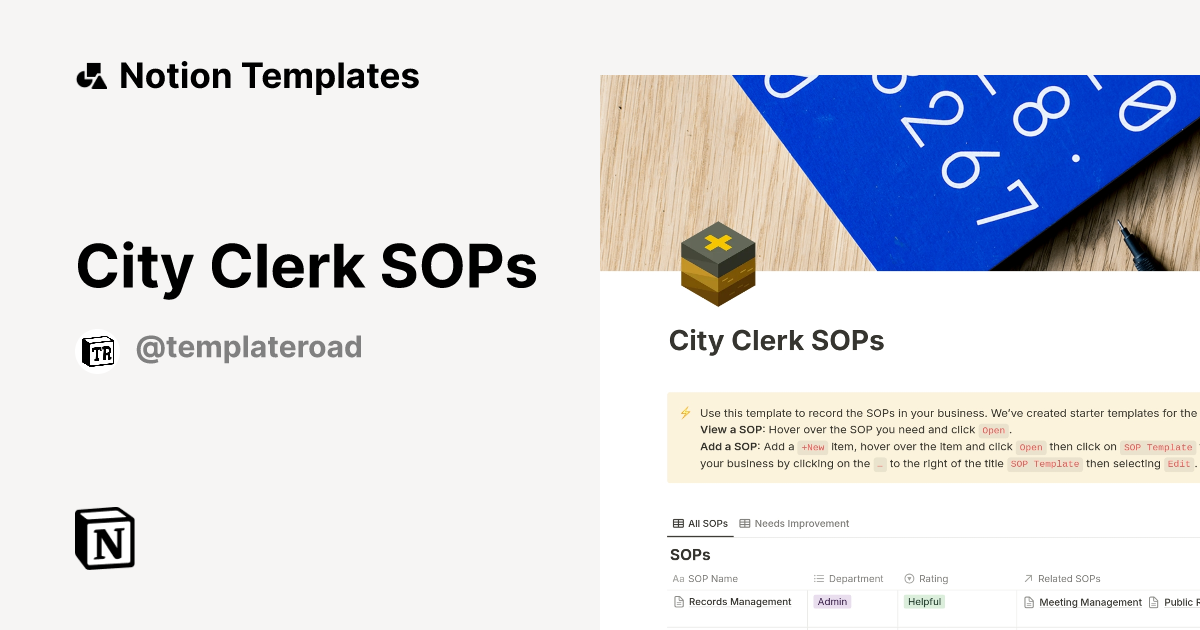 City Clerk SOPs by Template Road | Notion Template