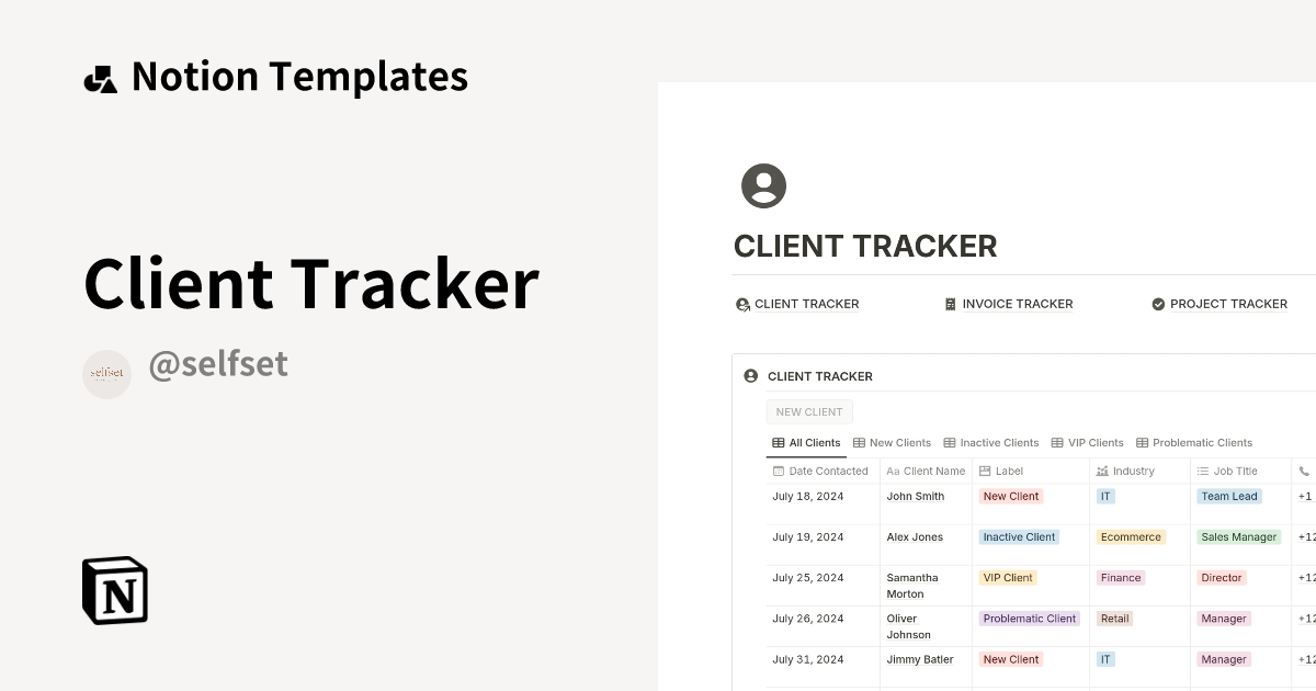 Client Tracker Template | Notion Marketplace
