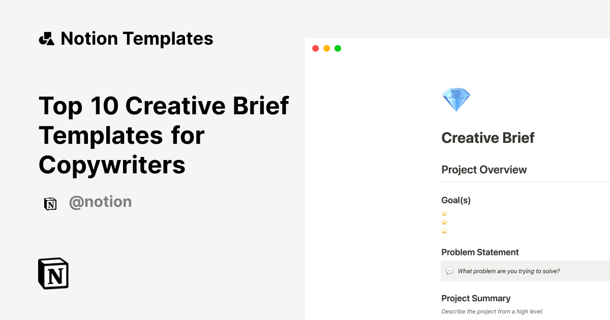 Top 10 Creative Brief Templates for Copywriters | Notion Template ...