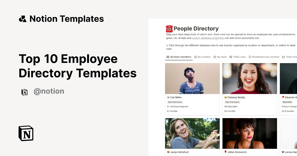 Top 10 Employee Directory Templates | Notion Template Marketplace Top 10 Employee Directory Templates | Notion Template Marketplace