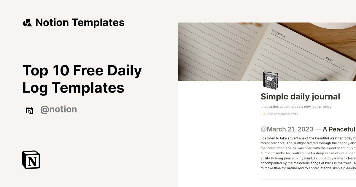 Top 10 Free Daily Log Templates | Notion Template Marketplace