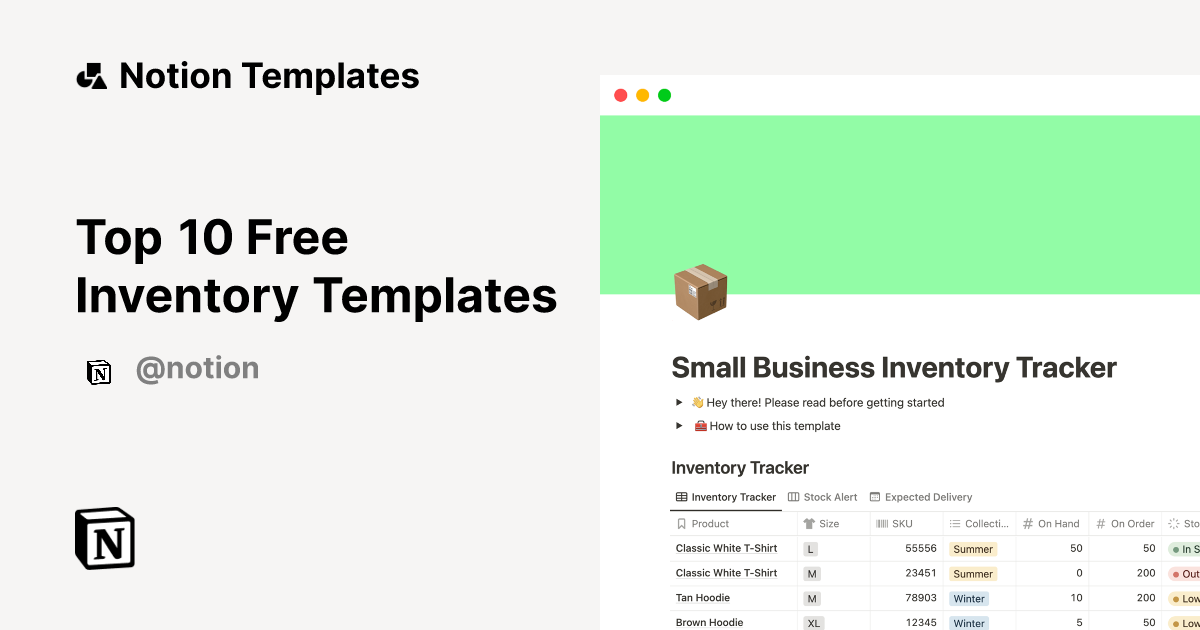 Top 10 Free Inventory Templates | Notion Template Marketplace