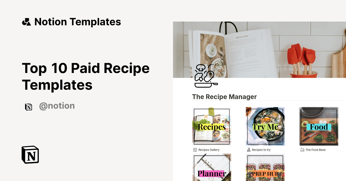 Top 10 Paid Recipe Templates | Notion Template Marketplace