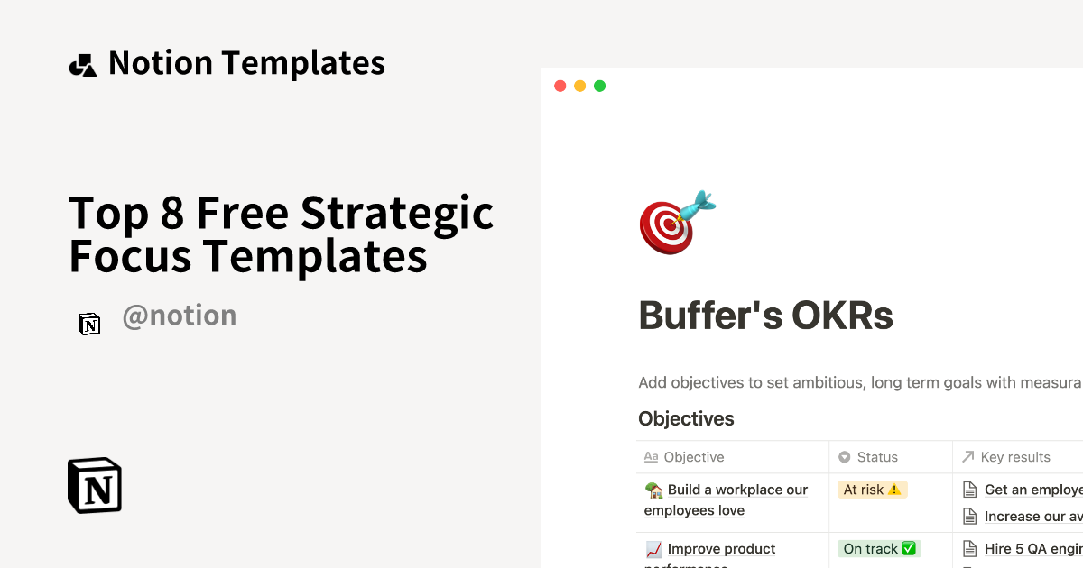 Top 8 Free Strategic Focus Templates | Notion Template Marketplace