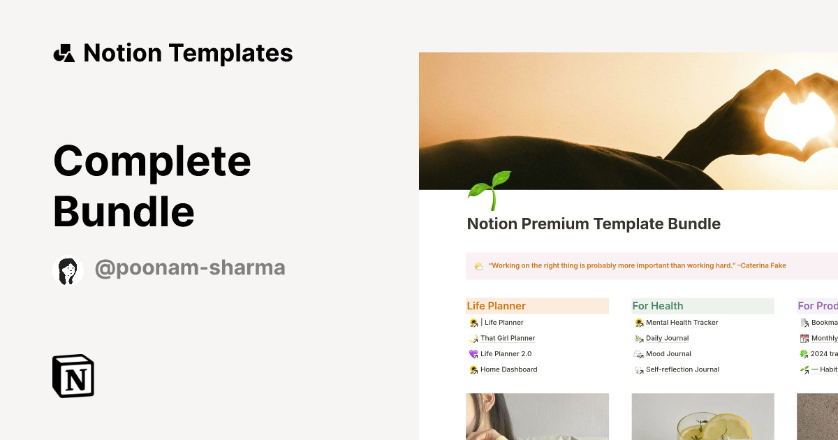 Complete Bundle by Poonam Sharma | Notion Template