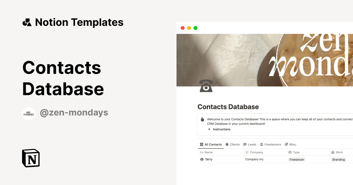 Contacts Database Notion Template