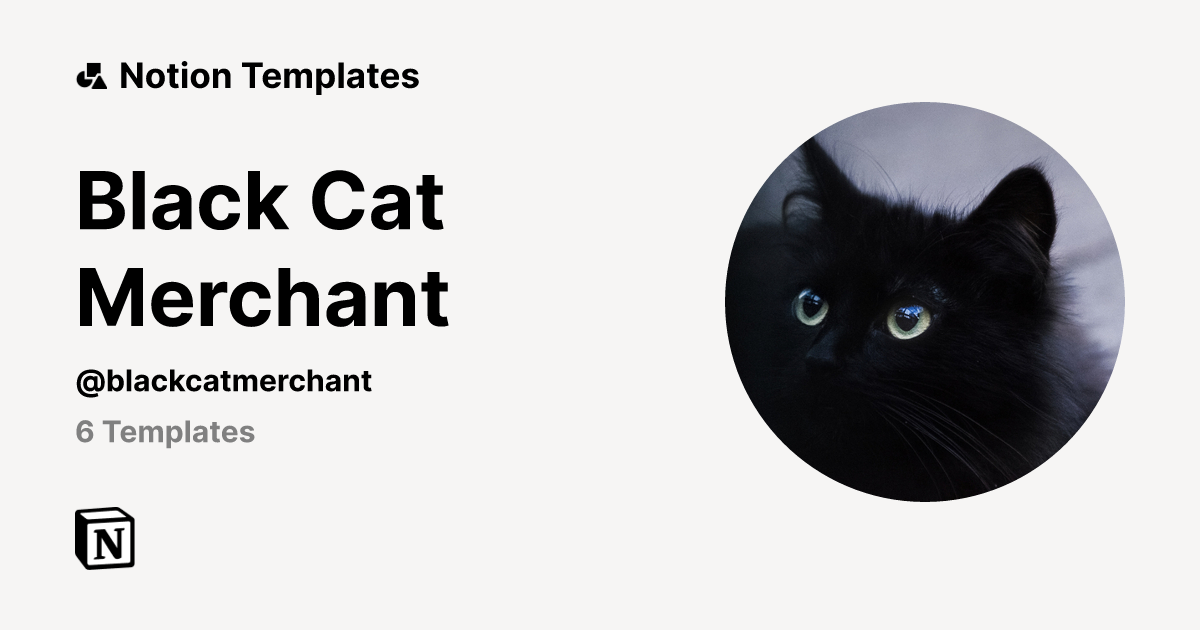 Black Cat Merchant | Template Creator | Notion Marketplace
