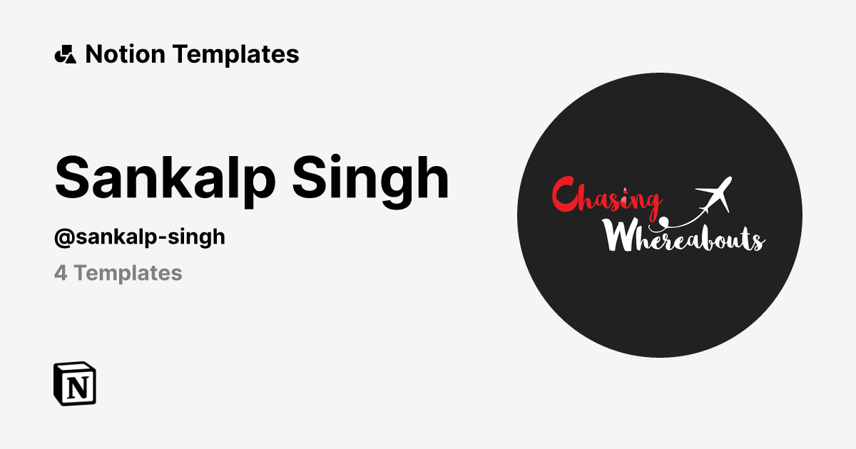 Sankalp Singh | Template Creator | Notion Marketplace Sankalp Singh | Template Creator | Notion Marketplace