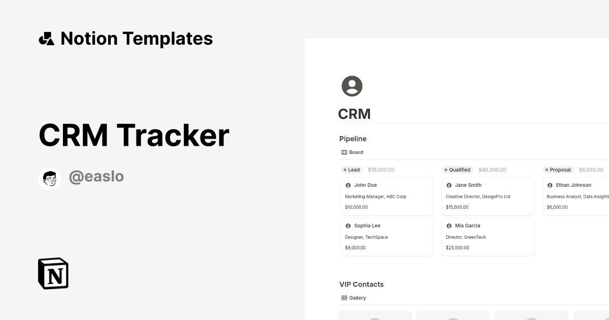 CRM Tracker Template | Notion Marketplace
