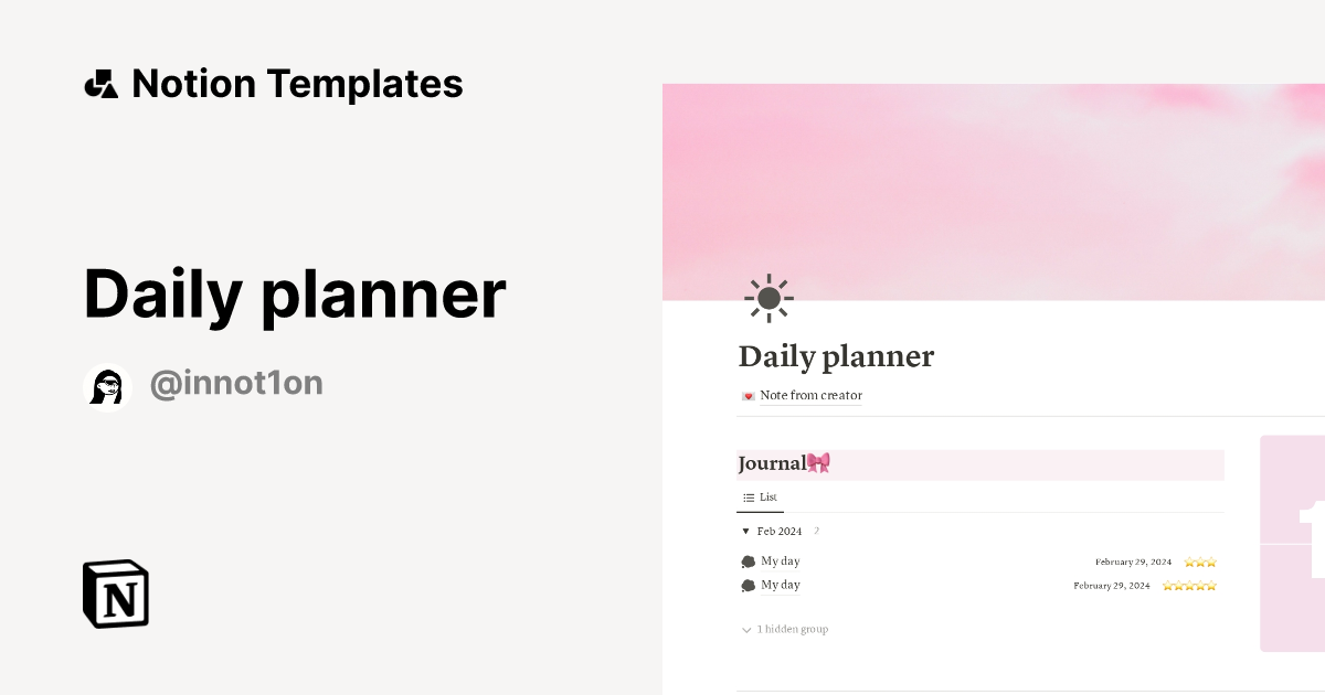 Daily planner Template | Notion Marketplace