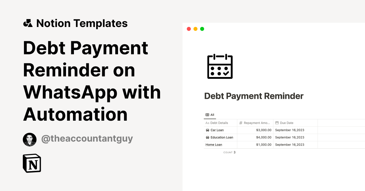 Debt Payment Reminder on WhatsApp with Automation by theaccountantguy ...