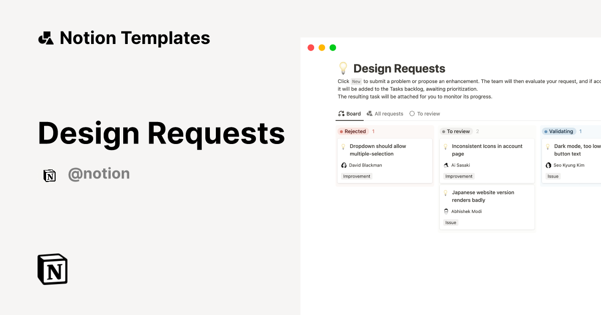 Design Requests 2024 Template Notion Marketplace