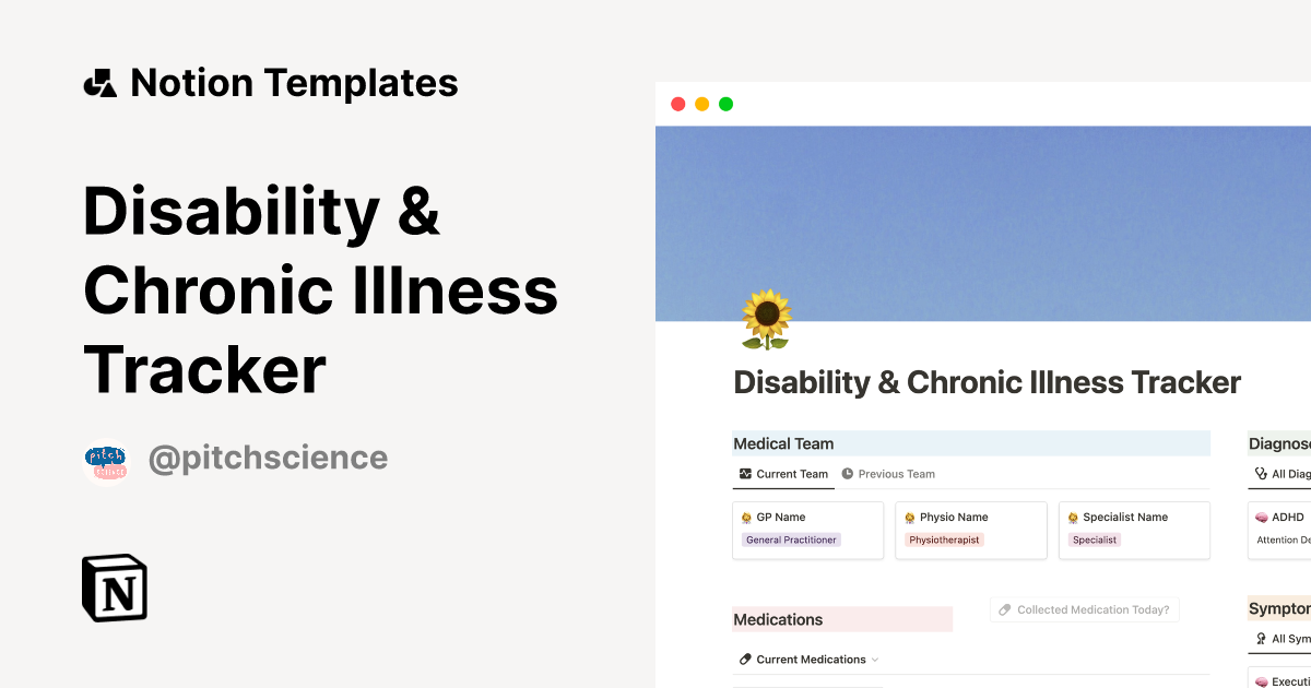 Disability & Chronic Illness Tracker | Notion Template