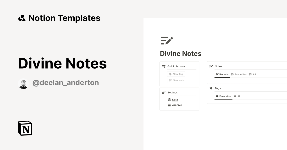 Divine Notes | Notion Template Divine Notes | Notion Template
