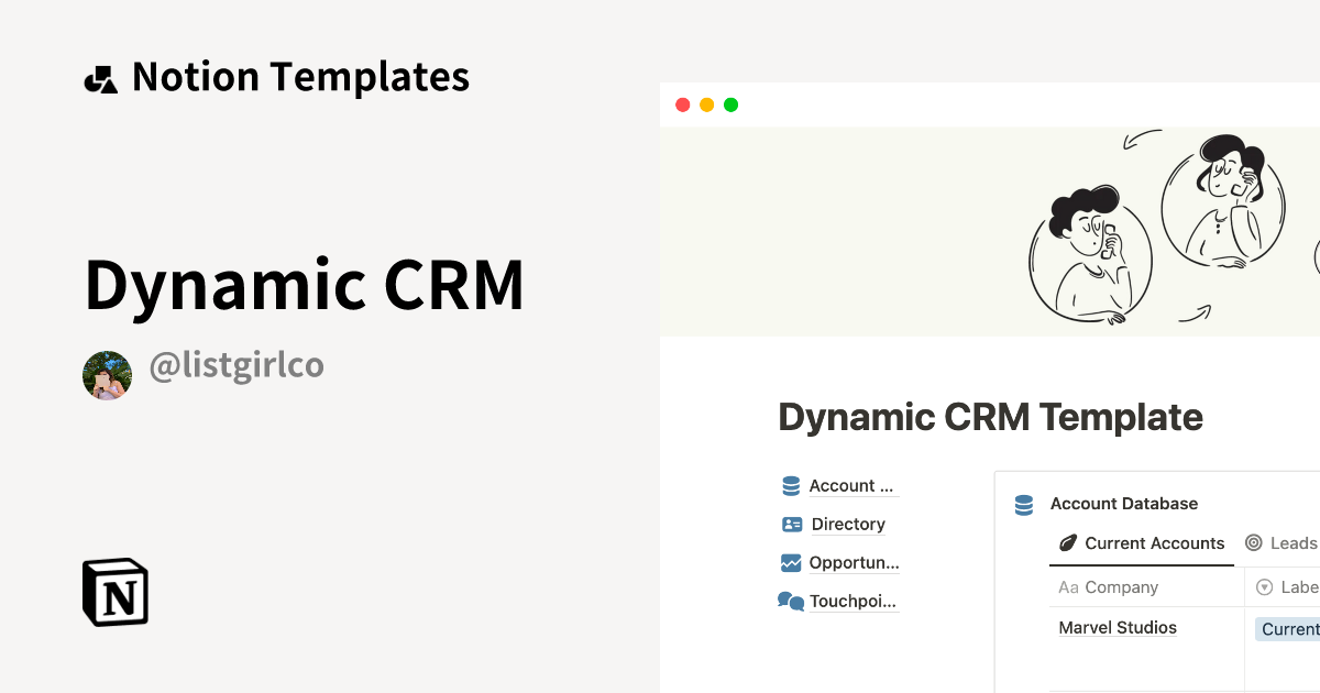Dynamic CRM Template by List Girl | Notion Marketplace
