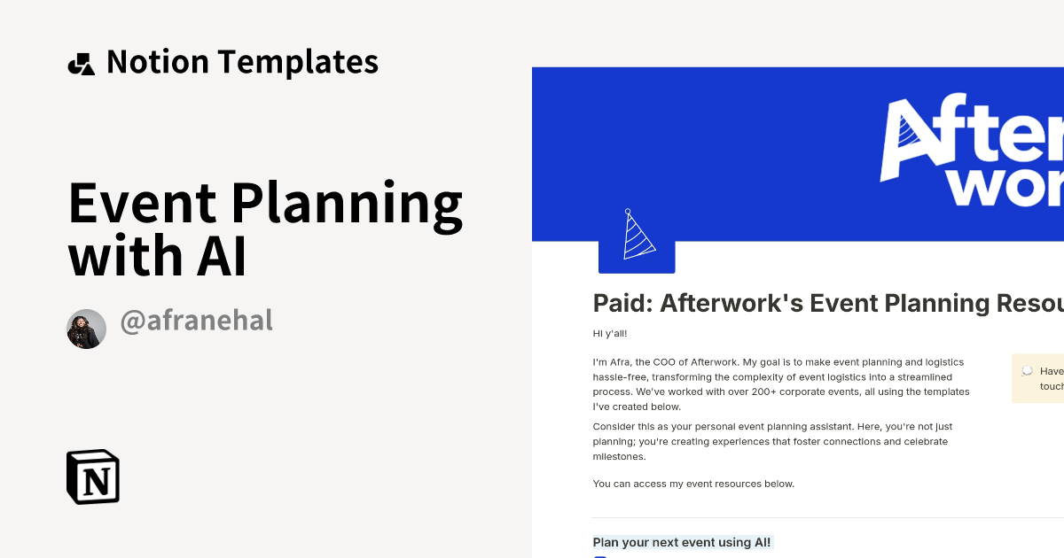 Event Planning with AI Template | Notion Marketplace