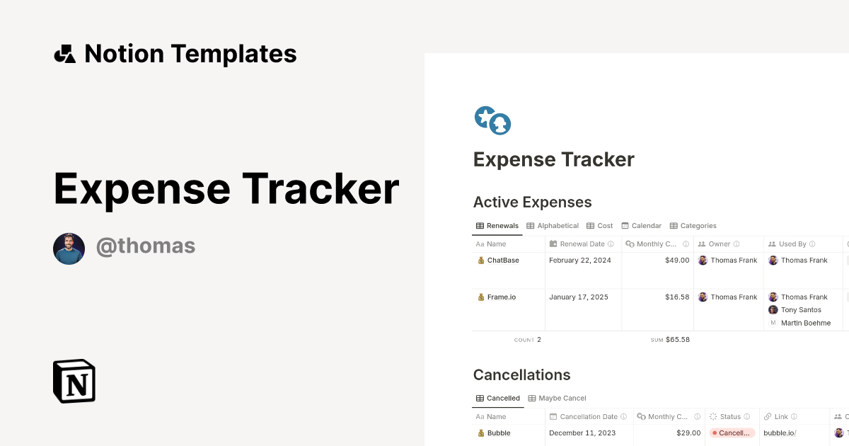 Expense Tracker Template | Notion Marketplace