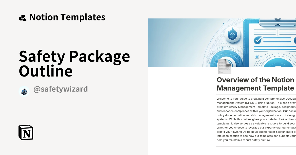Safety Package Outline by Safety Compliance Wizard | Notion Template