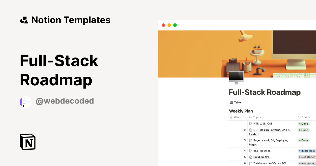 Full-Stack Roadmap Template by Webdecoded | Notion Marketplace