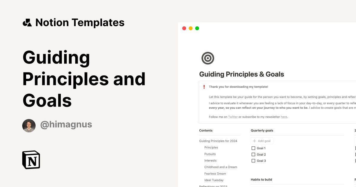 Guiding Principles and Goals Template | Notion Marketplace Guiding Principles and Goals Template | Notion Marketplace