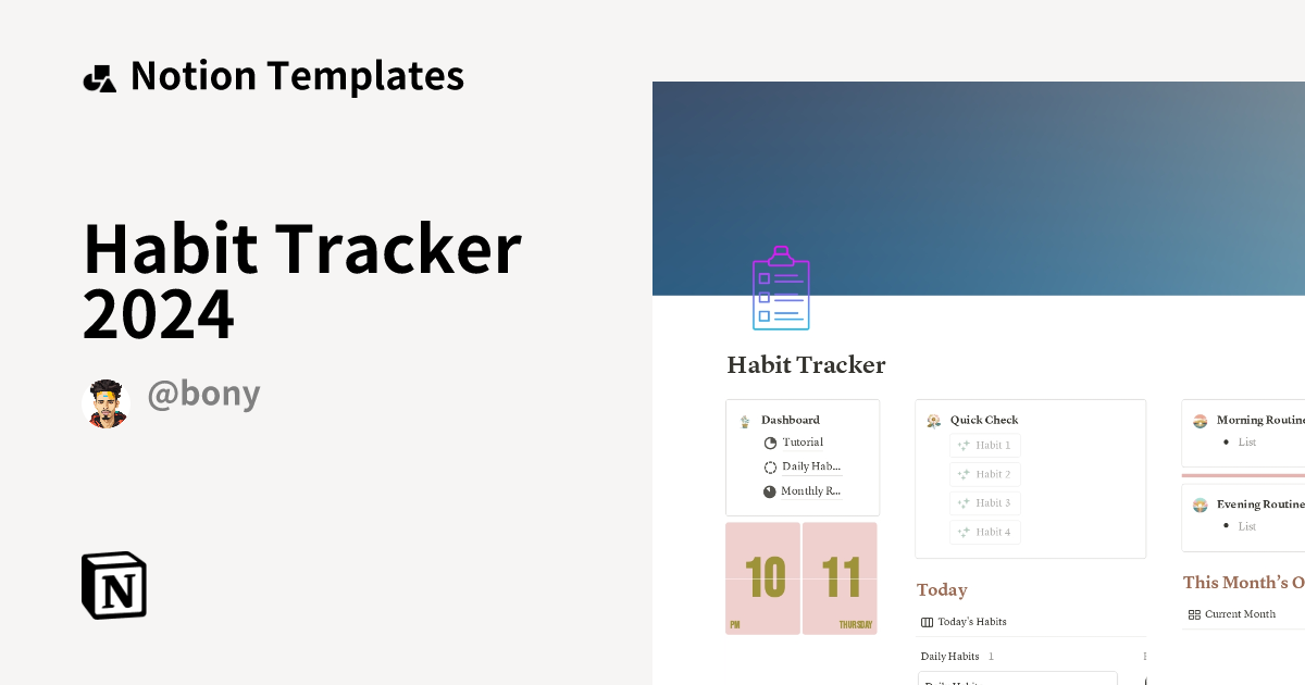 Habit Tracker 2024 Template by Bony | Notion Marketplace